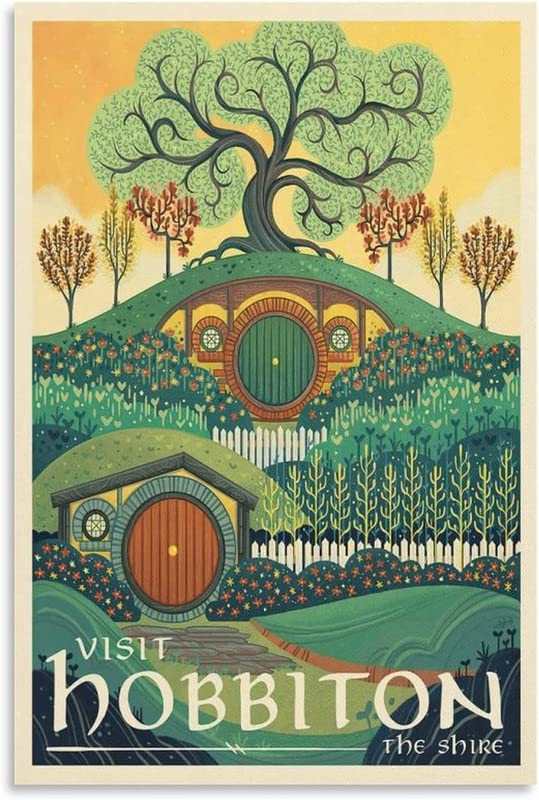 Pubertee Vintage Metal Tin Sign Lord of The Rings The Lord of The Rings Middle Earth Travel Poster Retro Travel Wall Art Kitchen Bedroom Cafe Bar Decor Iron Poster 6x8 Inch