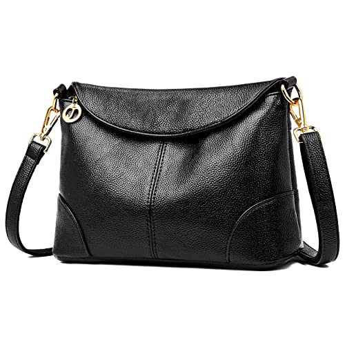 HUANLANG Crossbody purses for Women Trendy Designer Cross Body bag purses Ladies PU Leather Shoulder Bag Fashion Black Crossbody Handbags for Travel Holiday Office Daily Party Casual
