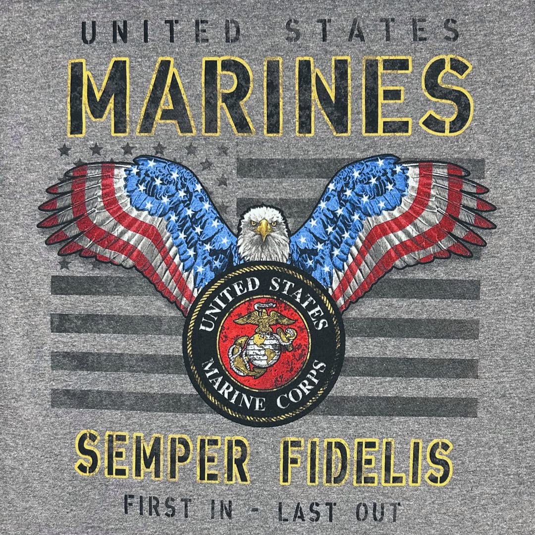 Armed Forces Gear Men's US Marine Corps Stars and Stripes T-Shirt- Official Licensed United States Marines Shirts for Men (Graphite, Medium)