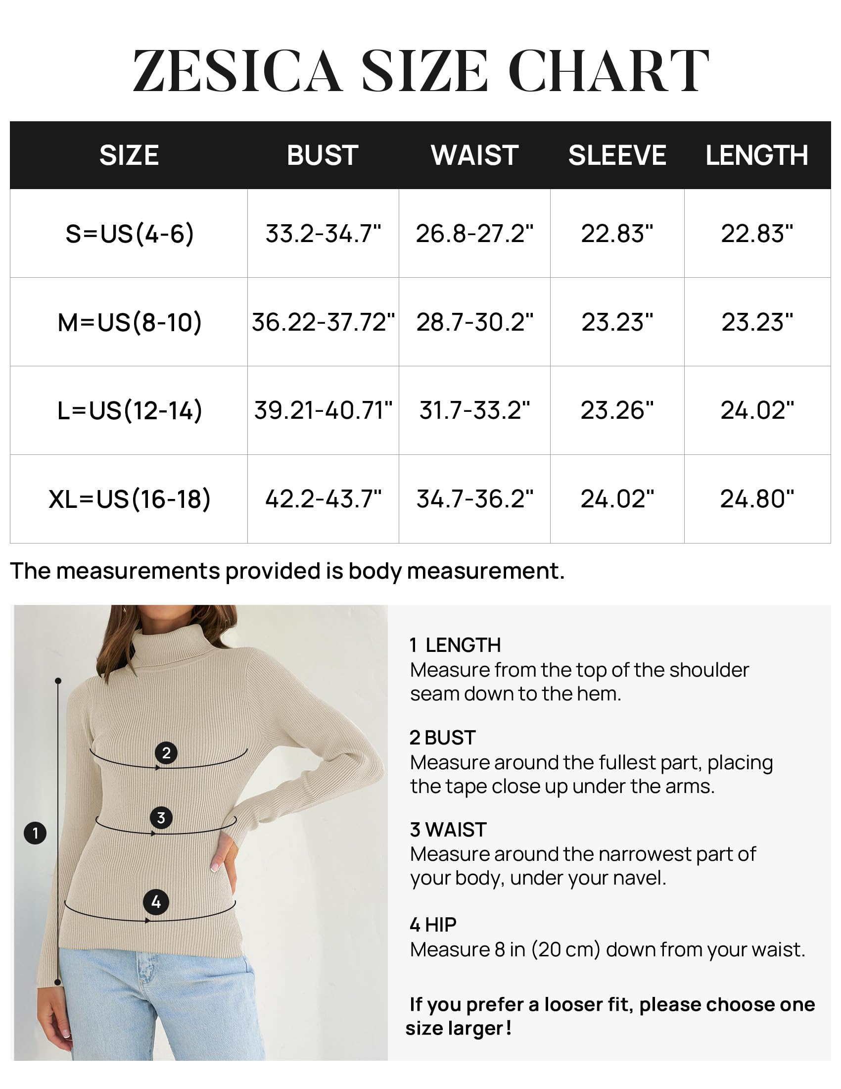 ZESICA Women's Turtleneck Long Sleeve Shirts Spring Basic Tops Slim Fitted Ribbed Knit Sweater,Apricot,Medium