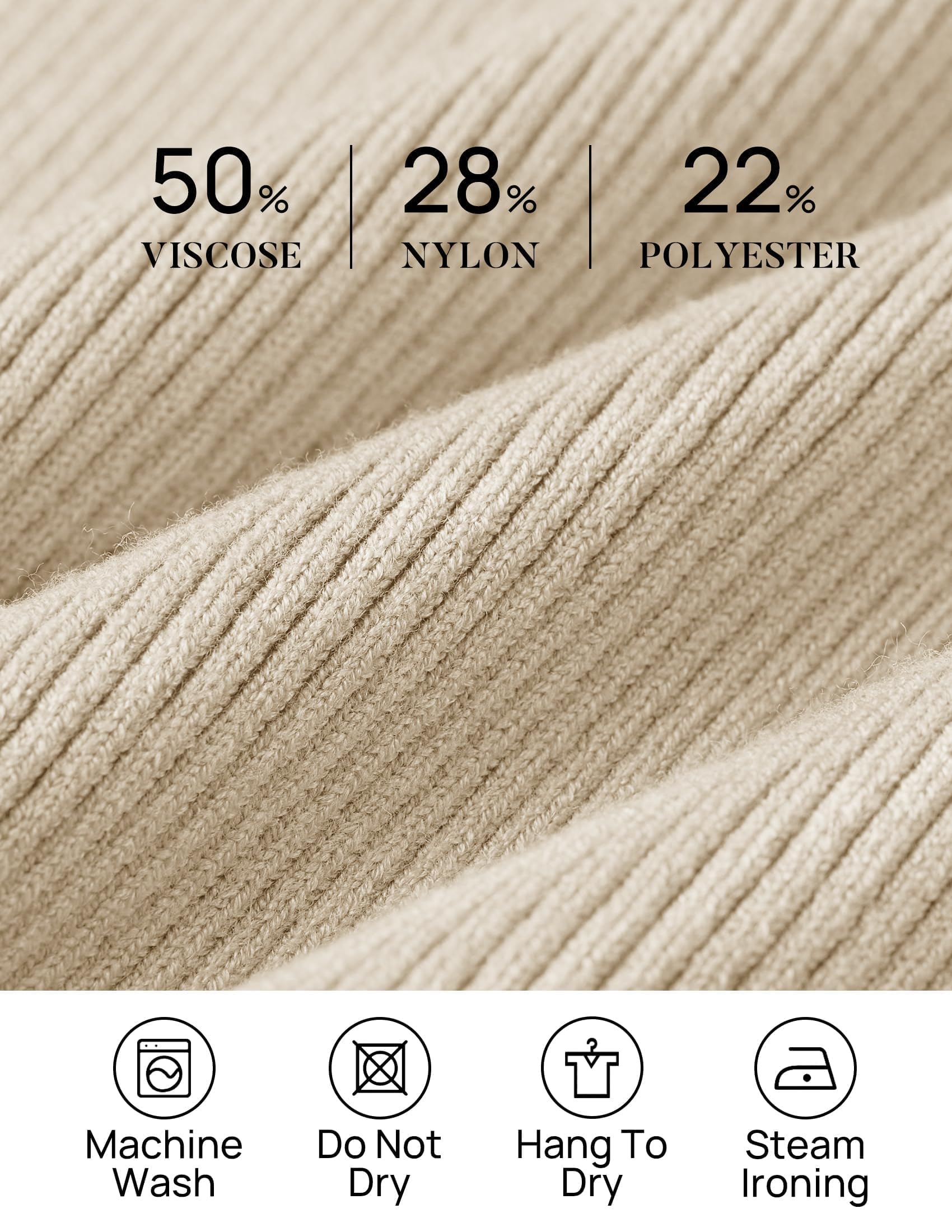 ZESICA Women's Turtleneck Long Sleeve Shirts Spring Basic Tops Slim Fitted Ribbed Knit Sweater,Apricot,Medium