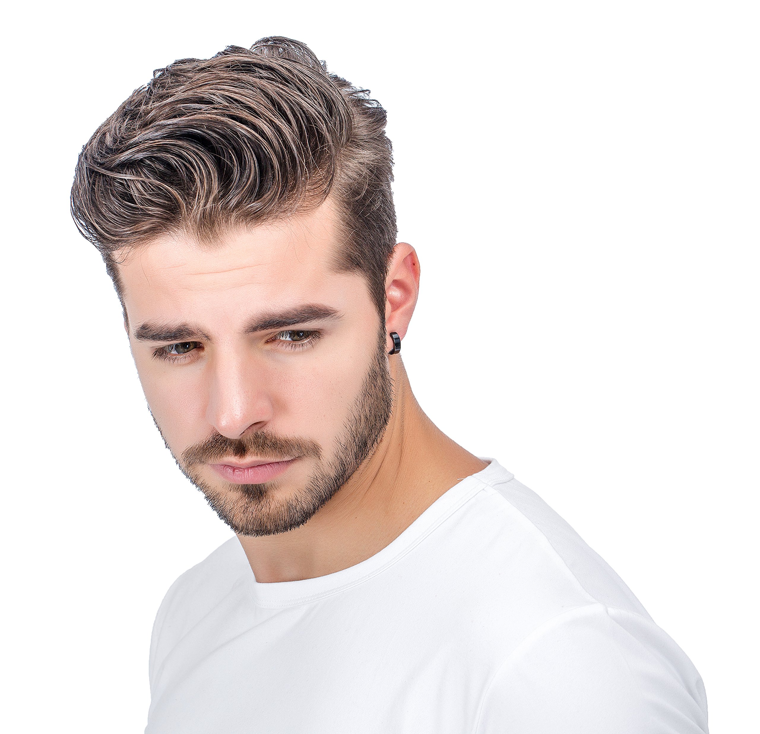 Jstyle Stainless Steel Black Unique Small Hoop Earrings for Men 1 Pairs Huggie Earrings Black