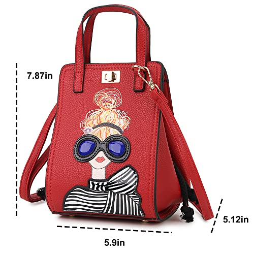 ENJOININ Novelty Lady Face Purses and Handbags for Women Funky Top Handle Satchel Tote Crossbody Shoulder Bags