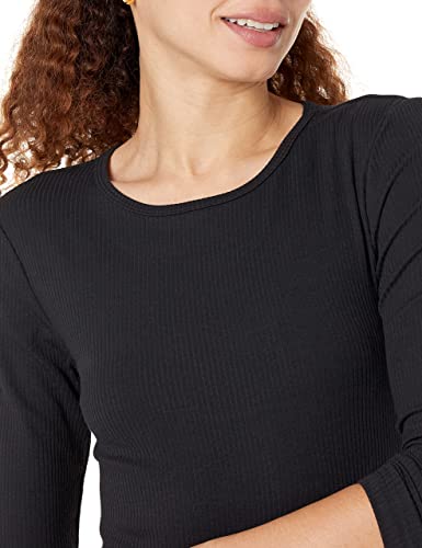 Amazon Essentials Women's Slim-Fit Long Sleeve Rib Knit Crew Neck Top (Available in Plus Size), Pack of 2, Black, X-Large
