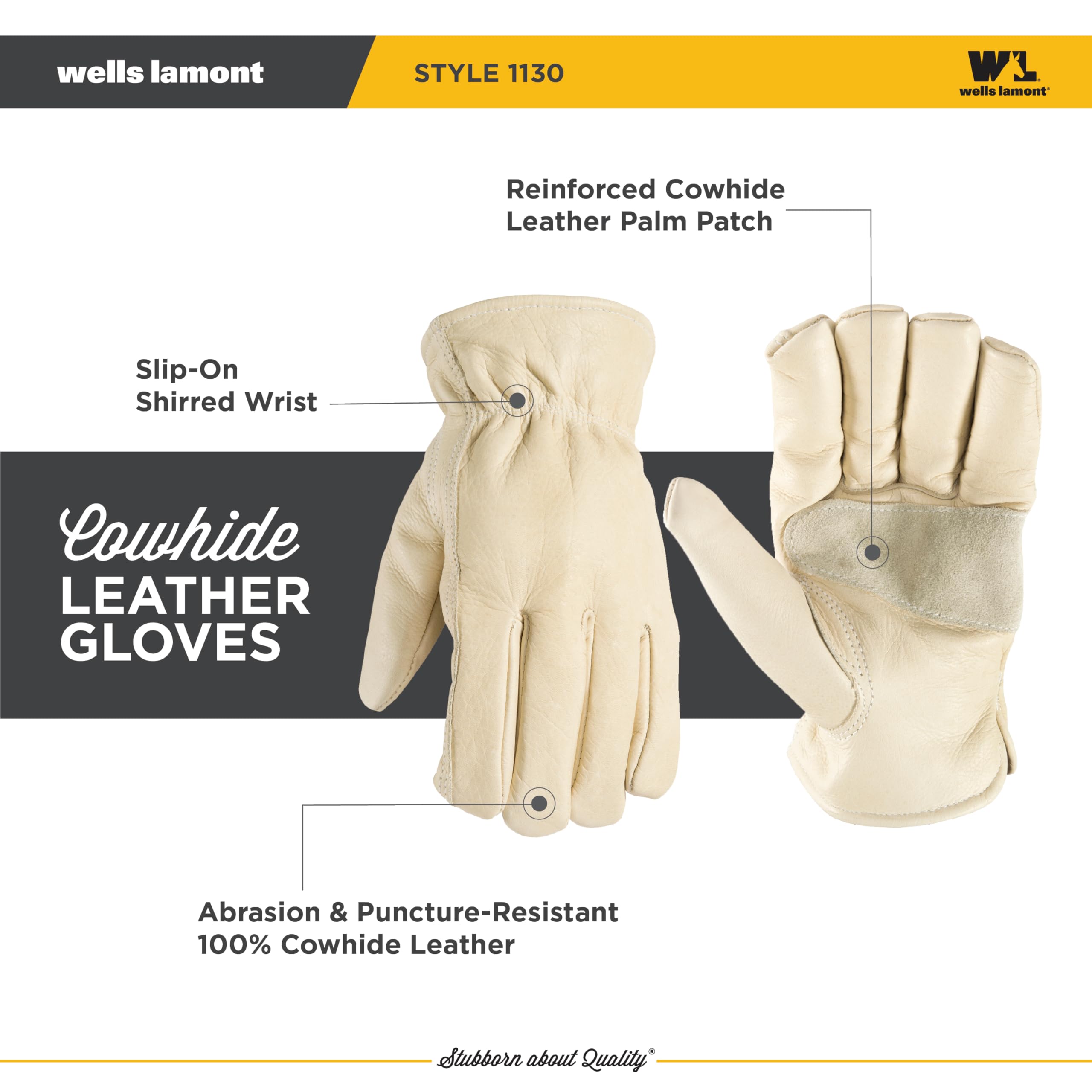 Wells Lamont mens 1130 Work Gloves, White, Large Pack of 1 US