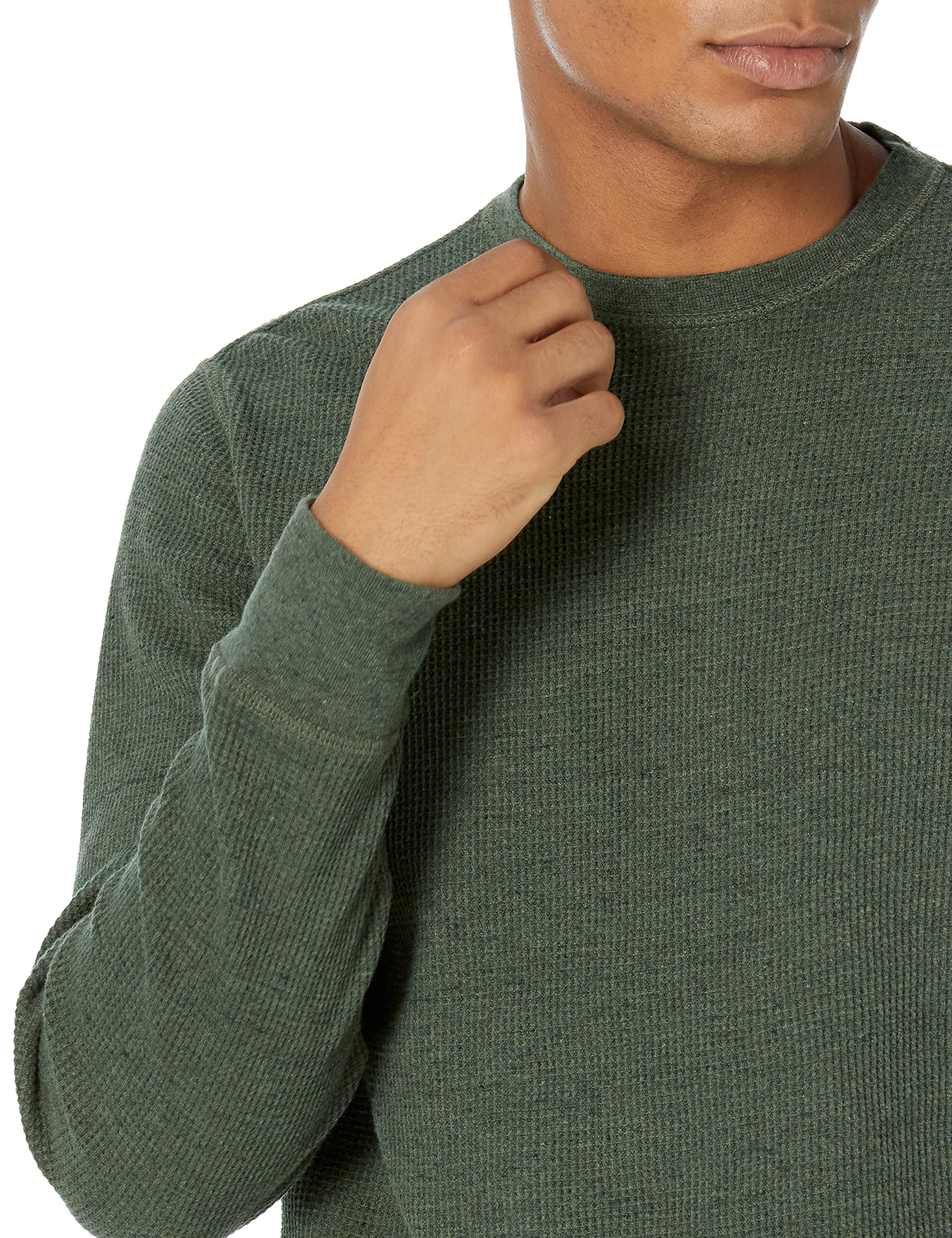 Amazon Essentials Men's Long Sleeve Slim-Fit Waffle Shirt - Olive Heather, Medium