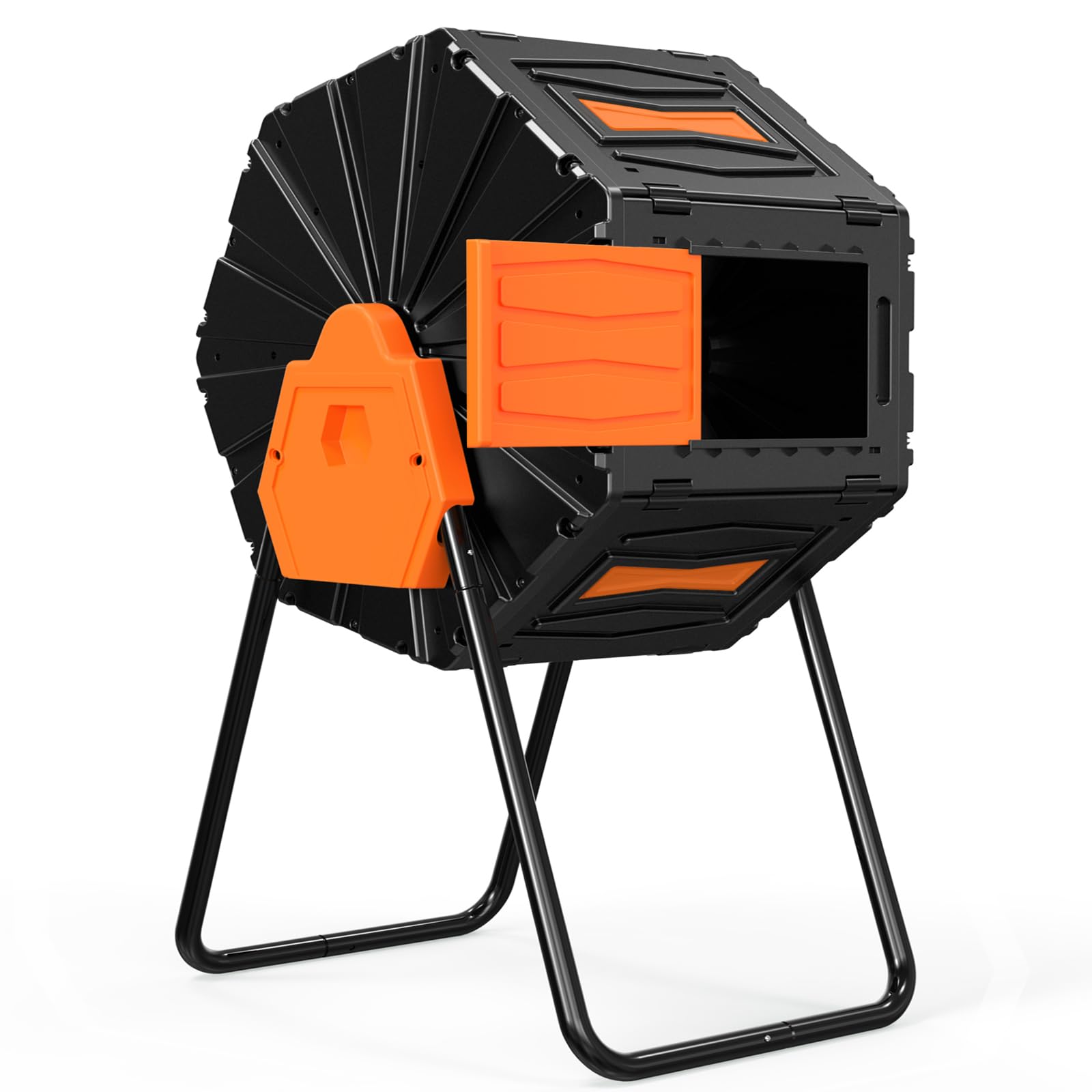Marcytop Compost Tumbler, Easy Assemble & Efficient Outdoor Compost Bin, 22.5 Gallon/85 Liter High-Volume Tumbling Composter for Garden, Kitchen, and Yard Waste, Orange Door