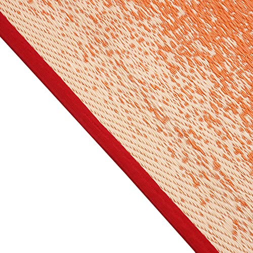 Lush Ambience Murat Outdoor Rug for Patios, Backyards, Decks, Porches, Picnic, Rv, Camping | Premium Plastic Straw Rug - Waterproof, Reversible, Fade Resistant (4'X6'-Orange) Roll