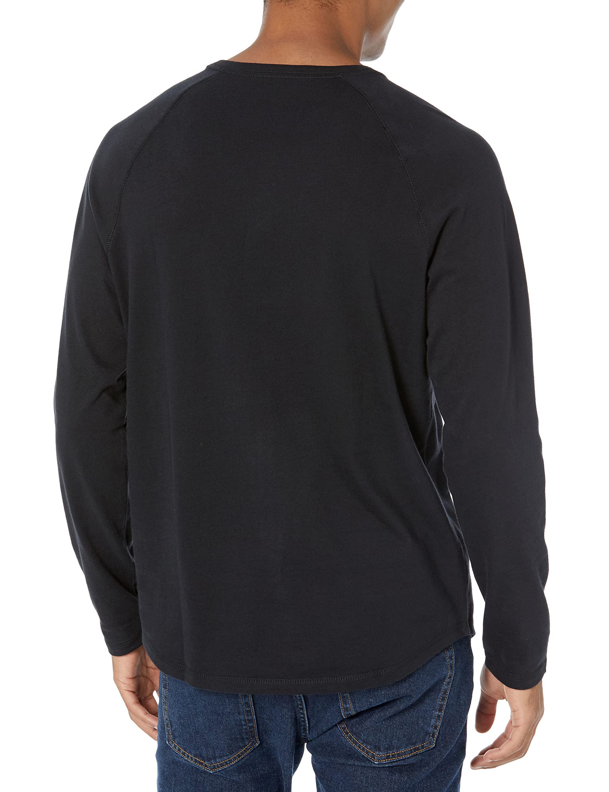 Amazon Essentials Long Sleeve Shirt for Men, Regular-Fit Henley, Available in Big & Tall, Black, Large