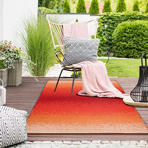 Lush Ambience Murat Outdoor Rug for Patios, Backyards, Decks, Porches, Picnic, Rv, Camping | Premium Plastic Straw Rug - Waterproof, Reversible, Fade Resistant (4'X6'-Orange) Roll
