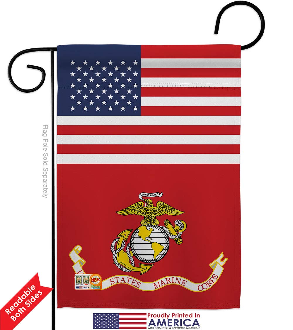 Americana Home & Garden US Marine Corps Garden Flag 2pcs Pack Armed Forces USMC Semper Fi United State American Military Veteran Retire Official House Banner Small Yard Gift Double-Sided, Made in USA