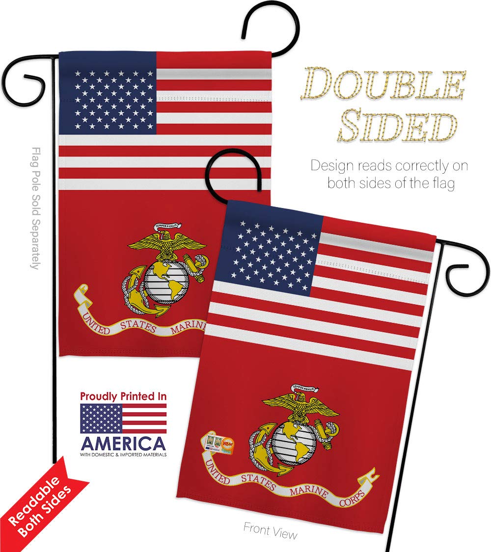 Americana Home & Garden US Marine Corps Garden Flag 2pcs Pack Armed Forces USMC Semper Fi United State American Military Veteran Retire Official House Banner Small Yard Gift Double-Sided, Made in USA