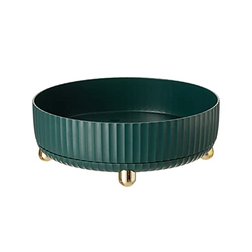 ALOBTT Cosmetics Storage Box Rotating Table Top Skin Care Storage Basket Finishing Box Household Light Storage Box Tray Device ( Color : Dark green L , Size : A )