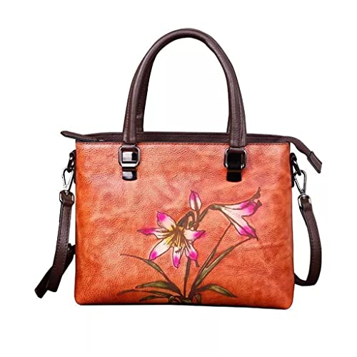 LHLLHL Women's Vintage Floral Handbag Ladies Large Capacity Shopping Messenger Bag Tote Bag (Color : D, Size