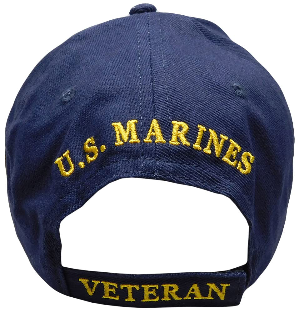 Marine Corps Veteran EGA Proudly Served USA Flag Navy Blue Cotton Adjustable Embroidered Baseball Hat Cap Officially Licensed CP00307