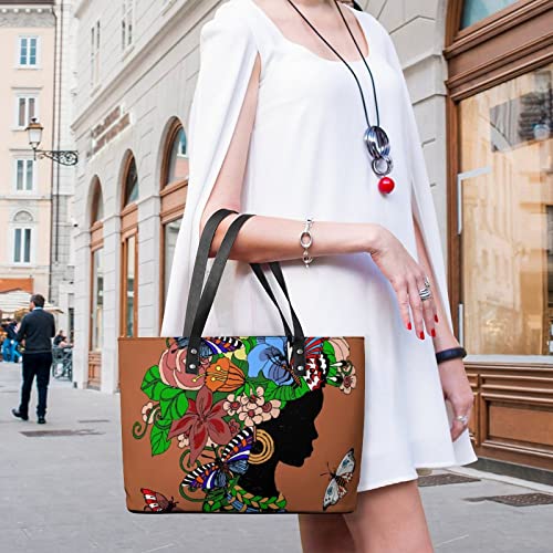 Womens Handbag Butterflies And Flowers Leather Tote Bag Top Handle Satchel Bags For Lady