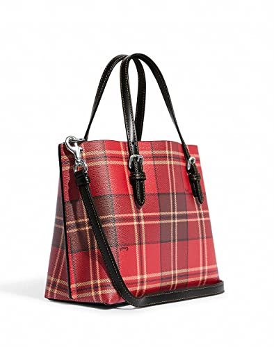 Coach Leather Mollie Tote 25, Red/Black Multi
