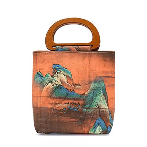 ZLXDP Women's Vintage Handbag National Dinner Handbag Women's Printed Handbag