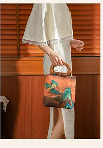 ZLXDP Women's Vintage Handbag National Dinner Handbag Women's Printed Handbag