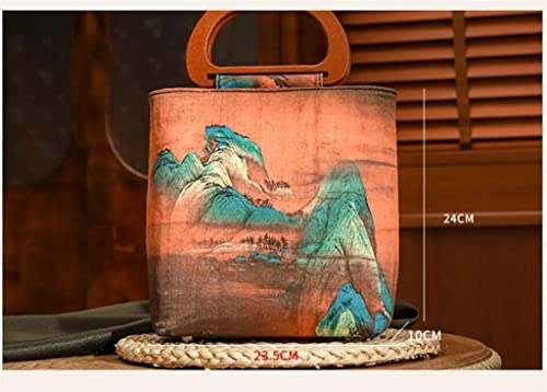 ZLXDP Women's Vintage Handbag National Dinner Handbag Women's Printed Handbag