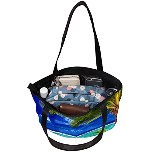 TBOUOBT Handbags for Women Fashion Tote Bags Shoulder Bag Satchel Bags, Tropical Beach Palm Tree
