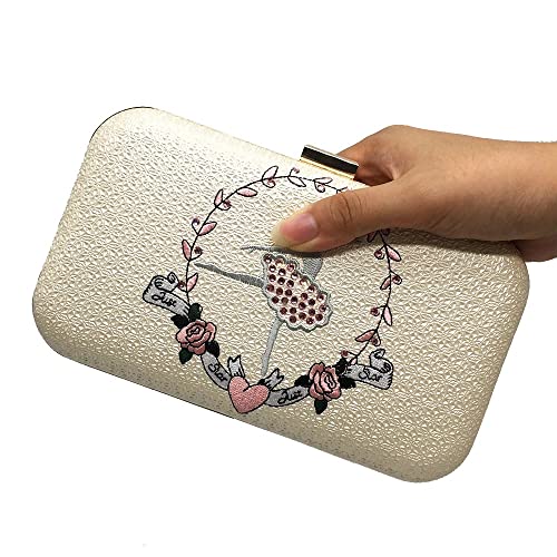 ZLXDP Women Handbag Clutch Crystal Evening Bag Flower Embroidery Wedding Bag Purse Party Bag Chain