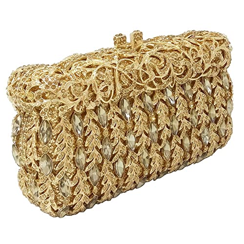 ZLXDP Crystal Women Evening Clutch Bag Hard Case Wedding Party Handbags Purses Metal Clutches