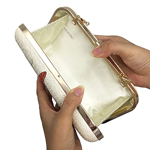 ZLXDP Women Handbag Clutch Crystal Evening Bag Flower Embroidery Wedding Bag Purse Party Bag Chain