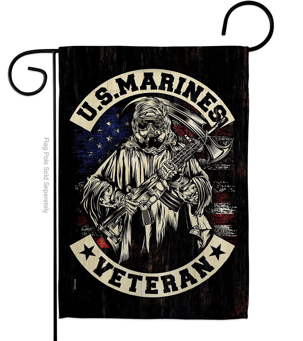 USBrotherhood Marines Veteran Garden Flag - Armed Forces Marine Corps USMC Semper Fi United State American Military Retire - House Decoration Banner Small Yard Gift Double-Sided Made in USA 13 X 18.5