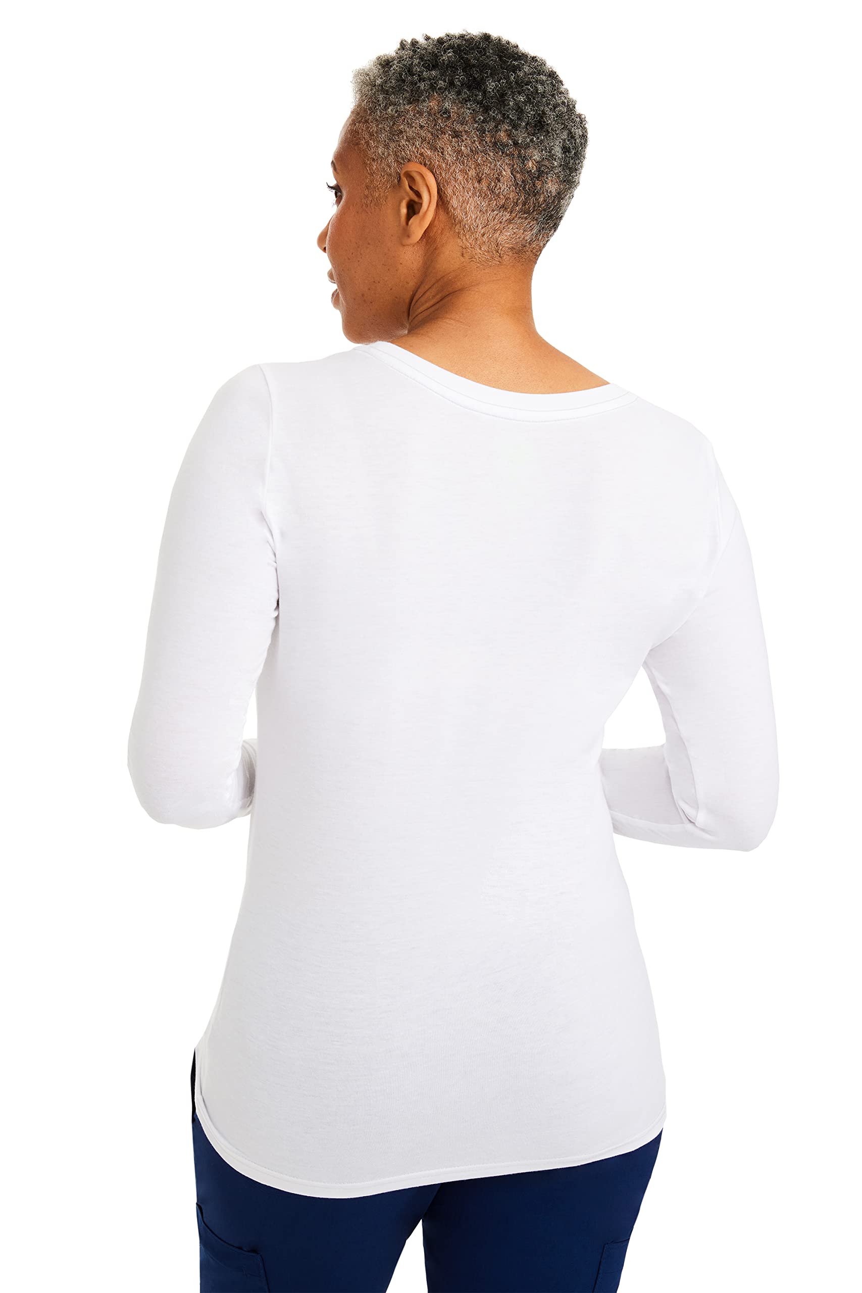 Healing Hands Women's Underscrub Soft Knit Melissa Longsleeve Scrub Tee with Breathable & Easy Care Fabric 5047, M, White