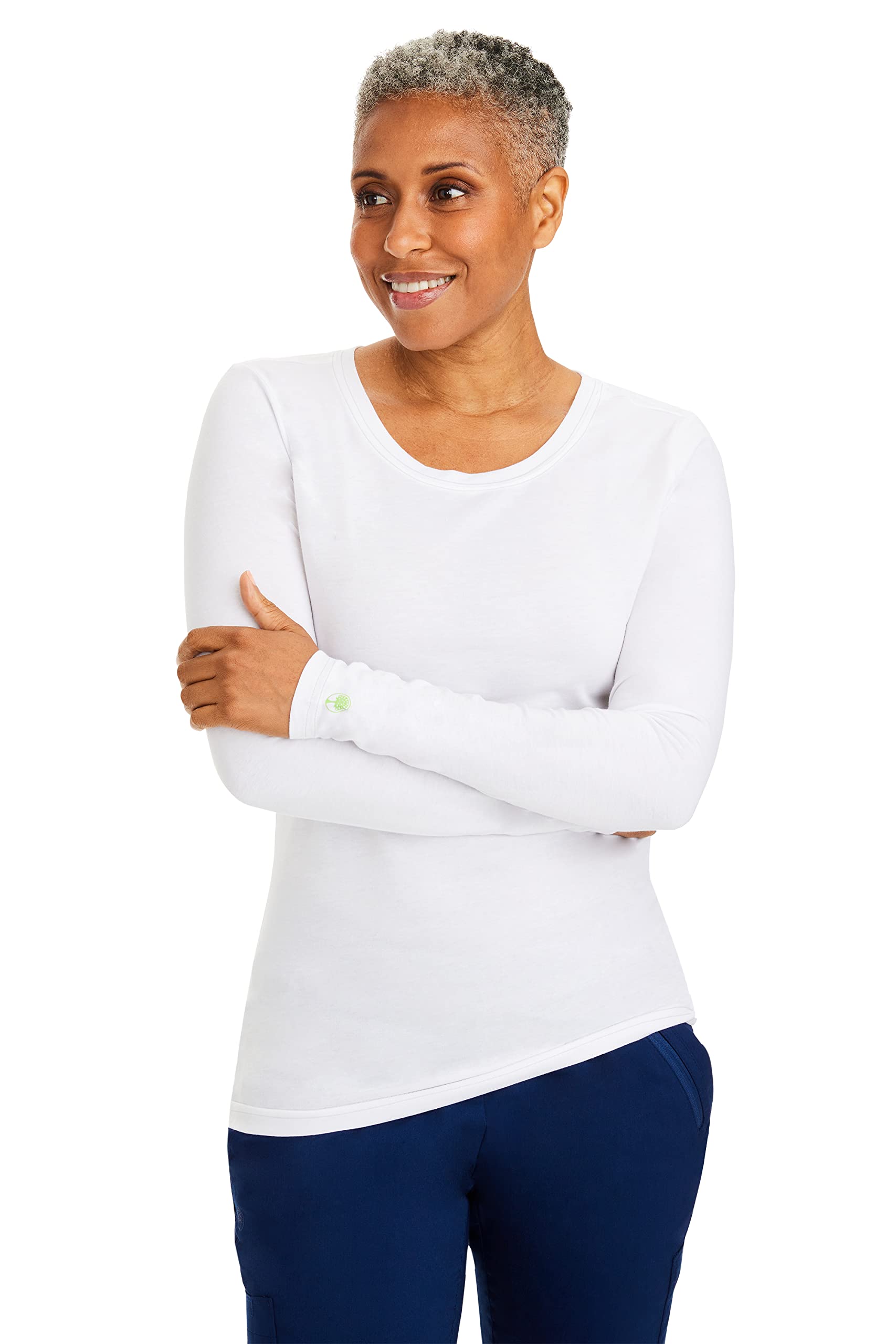 Healing Hands Women's Underscrub Soft Knit Melissa Longsleeve Scrub Tee with Breathable & Easy Care Fabric 5047, M, White