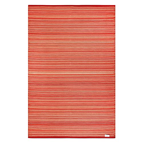 Lush Ambience Iris Outdoor Rug for Patios, Backyards, Decks, Porches, Picnic, Rv, Camping | Premium Plastic Straw Rug - Waterproof, Reversible, Fade Resistant (4'X6'-Red) Roll