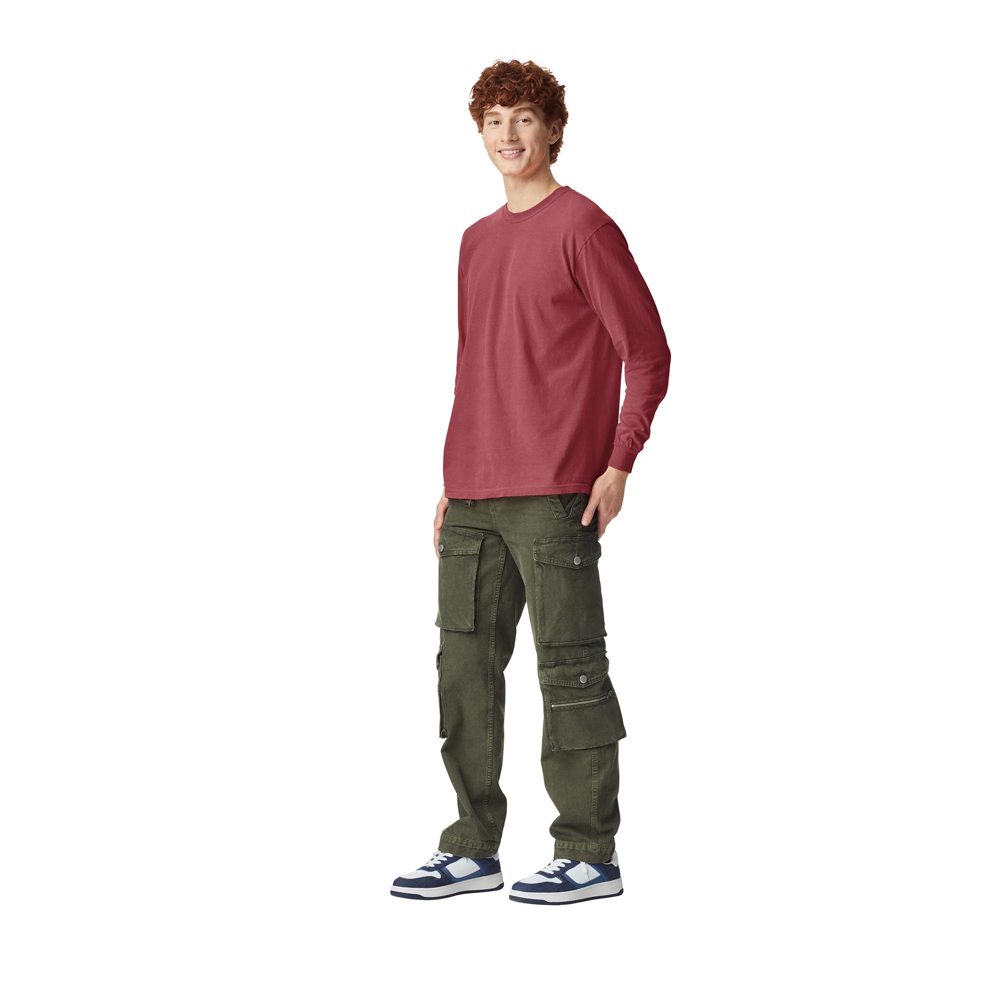 Comfort Colors Adult Long Sleeve Tee, Style G6014, Crimson, Large