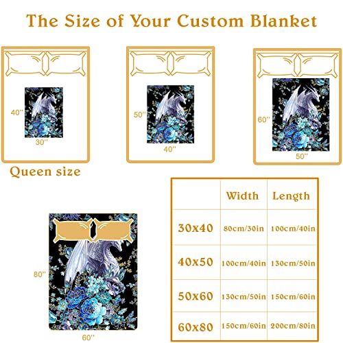 Satigi Dragon Blanket, Dragon Fuzzy Blanket, Personalized Baby Blankets Gifts Blanket Ultra-Soft Fleece Throw Blankets from Daughter Son, Dragon Themed Gifts Small/Medium/Large/X-Large