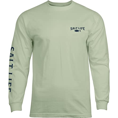 Salt Life Mens Atlas Badge Long Sleeve Crew Neck Tee T Shirt, Seafoam, XX-Large US