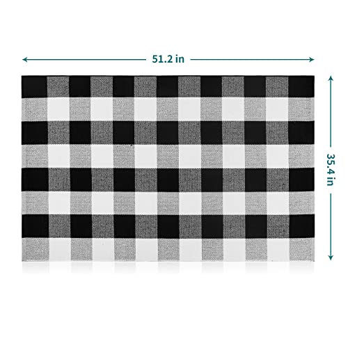 Lamberia Checkered Area Rug Buffalo Plaid Rugs Indoor and Outdoor Black White Checkered Carpet for Kitchen and Hallway (3' x 4'3")