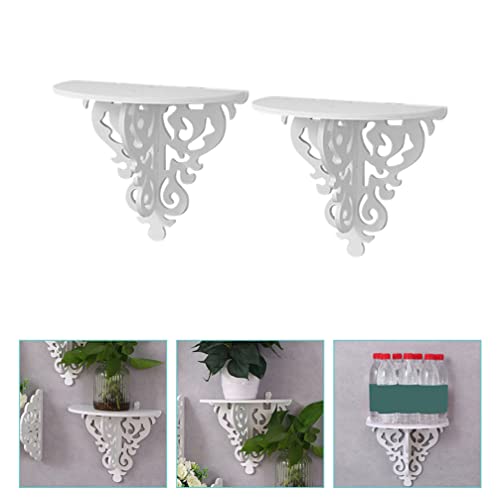 Zerodeko 2pcs Wall Floating Shelves Flower Pot Wall-Mounted Storage Rack Decorative Display Wall Organizer for Bedroom Nursery Living Room Wall Decor White