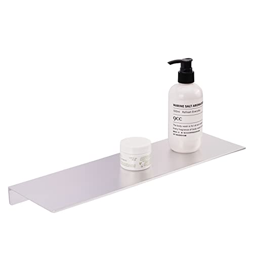Veefos Bathroom Shelf Floating Shelf Wall Mounted, Silver 15.6 Inch Metal Wall Shelf Bathroom Storage Shelf Bathroom Organizer Countertop, Aluminum