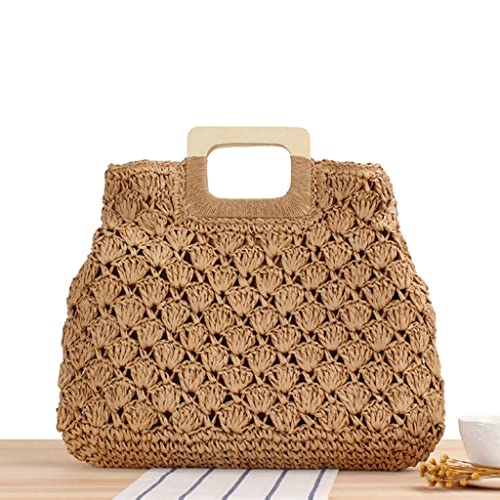 LIUZH Casual Rattan Large Capacity Tote Women Wicker Woven Summer Beach Bag Lady Big Purses Travel (Color : D, Size : 1)