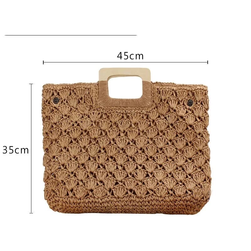 LIUZH Casual Rattan Large Capacity Tote Women Wicker Woven Summer Beach Bag Lady Big Purses Travel (Color : D, Size : 1)