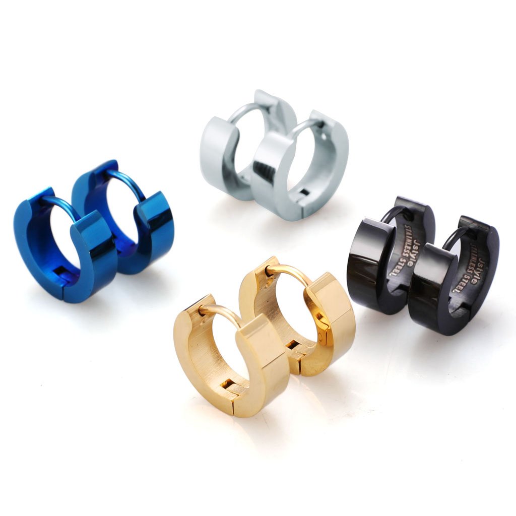 Jstyle Stainless Steel Unique Small Hoop Earrings for Men Huggie Earrings