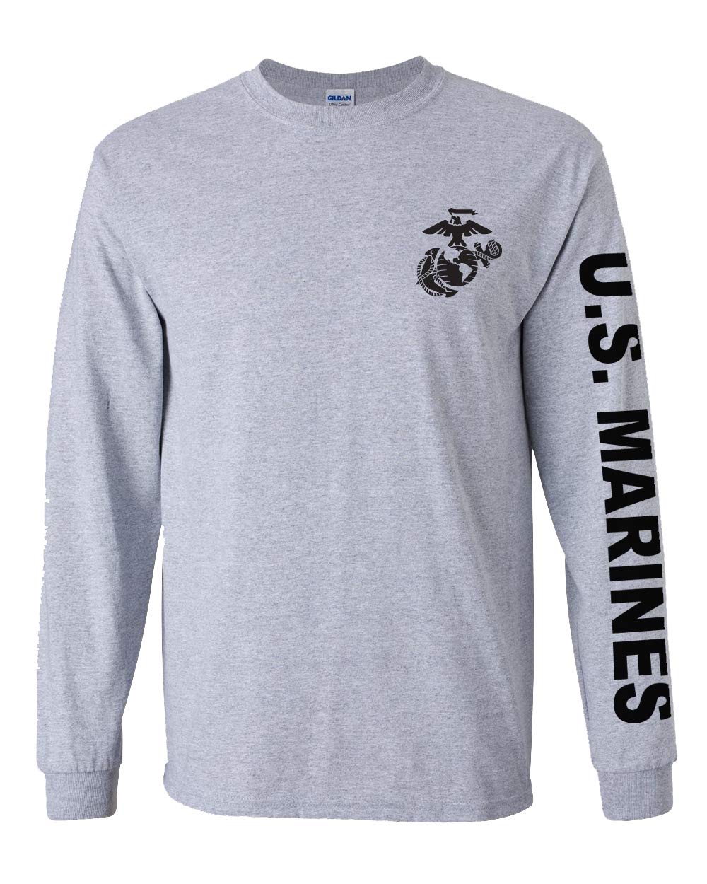 Officially Licensed United States Marine Corps Long Sleeve T-Shirt (Grey, 2X-Large)