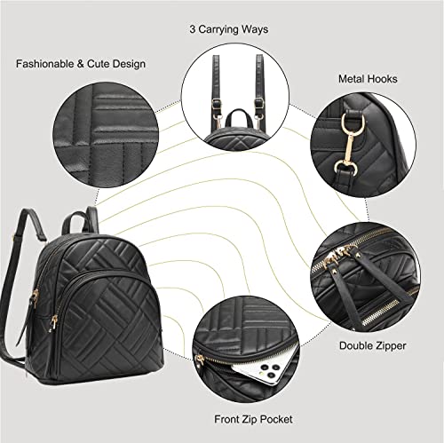 Shaelyka Cute Small PU Leather Backpack Purse for Girls, Mini Backpack Women Purse Travel Daypack