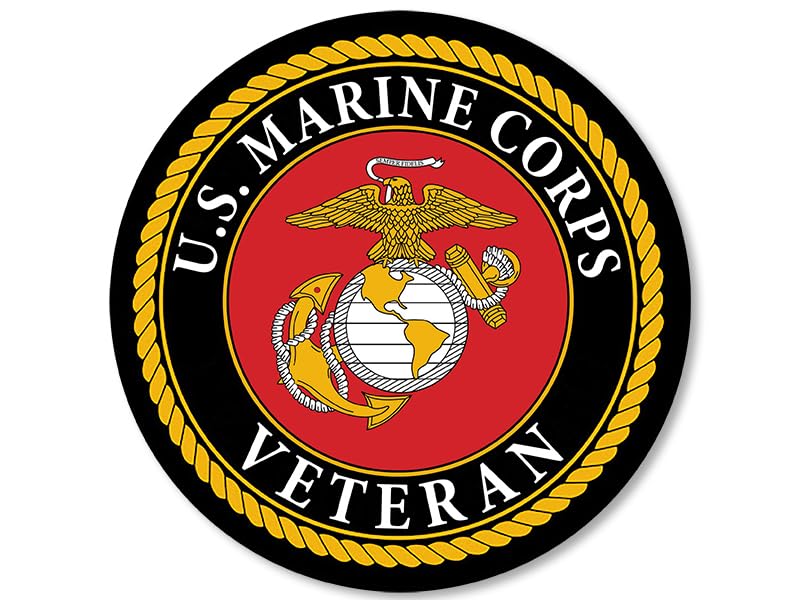 Magnetic Round United States Marine Corps Veteran Magnet (US Vet Outdoor for Cars, Fridges, and Trucks (3 inch) USMC Licensed