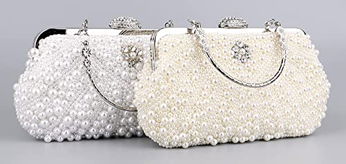 Crystal Floral Pearl Purses for Women Pearl Bag Tote Bag Beaded bag Bridal Purse Evening Party Bag with Chain Wedding Ivory