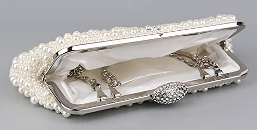 Crystal Floral Pearl Purses for Women Pearl Bag Tote Bag Beaded bag Bridal Purse Evening Party Bag with Chain Wedding Ivory