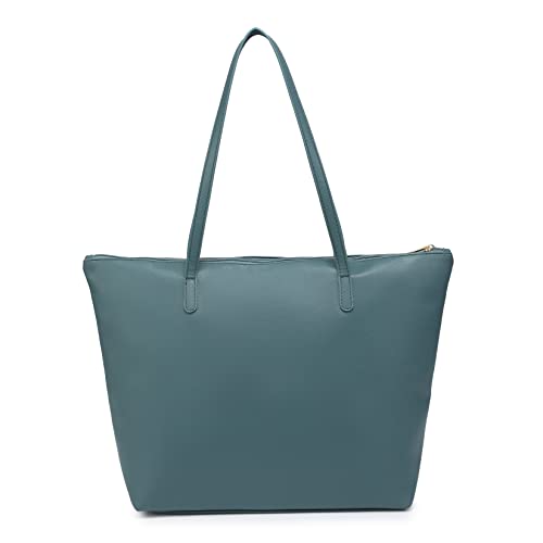 NNEE Water Resistance Light Weight Leather Tote Bag Big Capacity Handbag Shoulder Bag - Dark Green