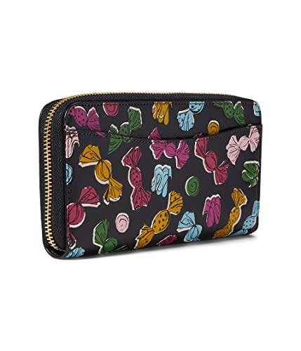 Kate Spade New York Bon Bon Candy Print Zip Around Continental Wallet Black Multi One Size