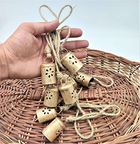 HIGHBIX Rusty Harmony Cow Bells 10 Pieces Vintage Handmade Rustic Lucky Christmas Hanging 2inch Bells (Cylinder Shape)