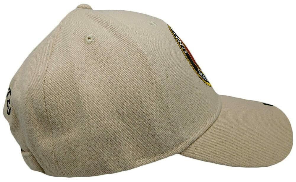 US United States Marine Corps U.S.M.C. Round Emblem Logo Khaki Adjustable Embroidered Cotton Hat Cap - Officially Licensed